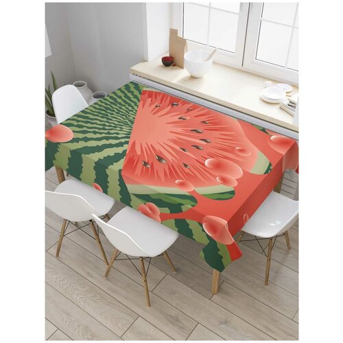 Скатерть прямоугольная JoyArty на кухонный стол "Сочный полосатый арбуз" из оксфорда, 120x145 см