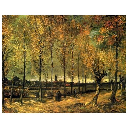Репродукция на холсте Аллея с тополями (Lane with Poplars) Ван Гог Винсент 38см. x 30см.