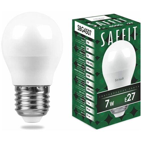 Saffit Лампа светодиодная SAFFIT SBG4507 Шарик E27 7W 4000K 55037
