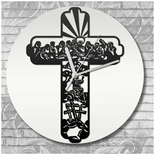 Настенные часы деревянные бесшумные Религия (Крест, христианство) - 344