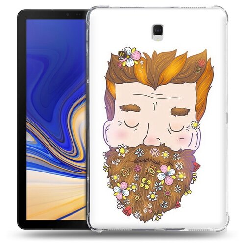 Чехол задняя-панель-накладка-бампер MyPads мужчина с цветами в бороде для Samsung Galaxy Tab S4 10.5 SM-T830/T835 противоударный