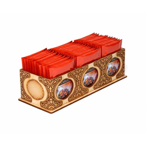 Коробочка деревянная под чайные пакетики 3 отделения 22х8,5х6