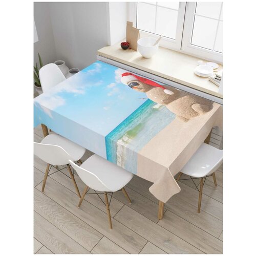 Скатерть прямоугольная JoyArty на кухонный стол "Песочный снеговик" из оксфорда, 180x145 см
