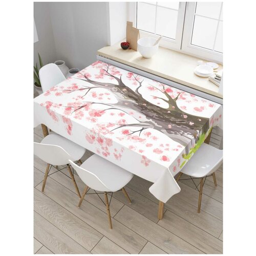 Скатерть прямоугольная JoyArty на кухонный стол "Цветущий сад" из оксфорда, 180x145 см