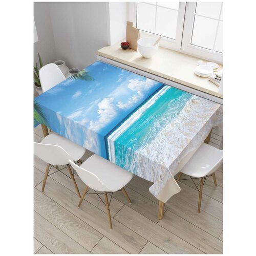 Скатерть прямоугольная JoyArty на кухонный стол "Райский пляж" из оксфорда, 180x145 см