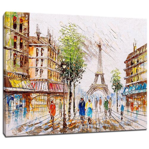 Картина Уютная стена "Красочные улицы Парижа. Картина маслом" 80х60 см