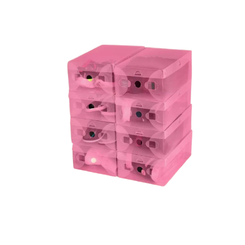 Коробки для хранения обуви пластиковые розовые 8 штук