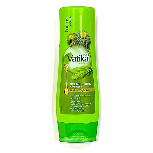 Vatika CACTUS AND GERGIR Hair Fall Control Conditioner, Dabur (Ватика кактус И руккола Кондиционер контроль выпадения для ломких, выпадающих и ослабленных волос, Дабур), 200 мл.