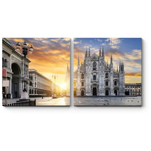 Модульная картина Неподражаемый Милан на рассвете 90x45