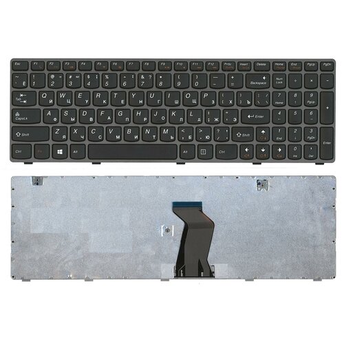Клавиатура для ноутбука Lenovo Ideapad G580 G585 Z580 Z580A Z585 Z780 G780 черная с серой рамкой