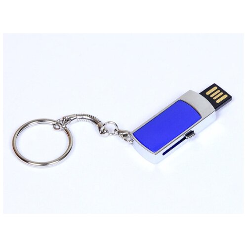 Металлическая выдвижная мини флешка для нанесения логотипа (64 Гб / GB USB 2.0 Темно - синий/Dark Blue 401 Флеш накопитель apexto U907 слайдер)