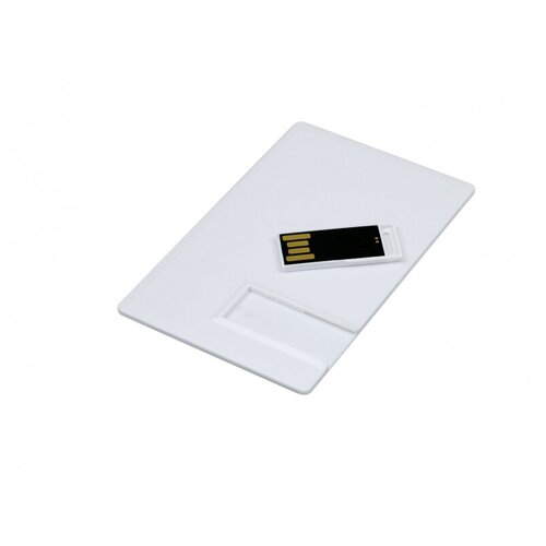 Выдвижная флешка пластиковая карта для нанесения логотипа (64 Гб / GB USB 2.0 Белый card3 Недорогая для печати фотографии и логотипа)