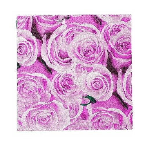 Салфетки бумажные «Розы», 33×33 см, набор 20 шт цвет сиреневый