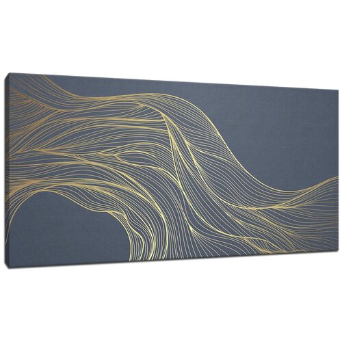Картина Уютная стена "Струящиеся золотые линии на темном фоне" 130х60 см
