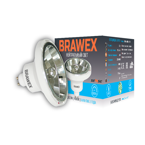 Светодиодная лампа BRAWEX 12Вт 4000К AR111m GU10 3906B-AR111m-12N