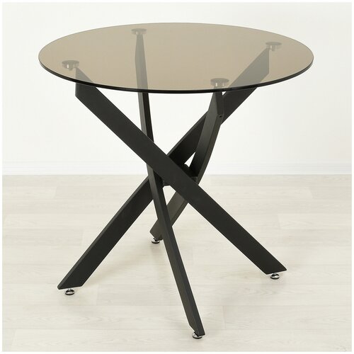 Стеклянный кухонный стол Рим-18 бронза/черный D95