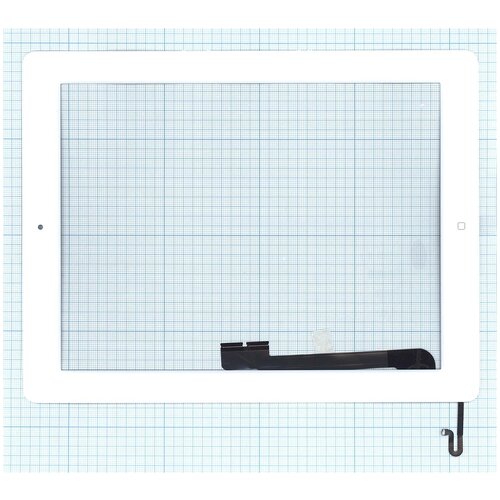 Сенсорное стекло (тачскрин) для iPad 4 белое с кнопкой OEM