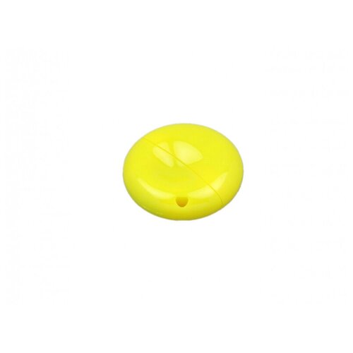 Пластиковая промо флешка круглой формы (64 Гб / GB USB 2.0 Желтый/Yellow 021-Round Круглая в качестве сувенира под логотип заказчика)