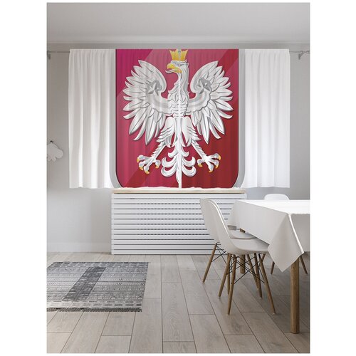 Шторы с фотопечатью JoyArty "Герб Польши" из сатена, 290х180 см