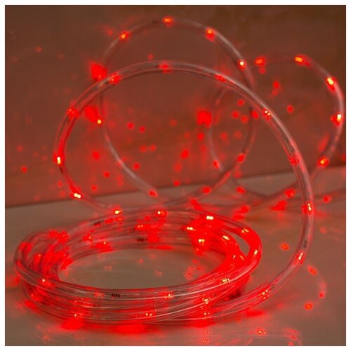 LED шнур 10 мм, круглый, 5 м, чейзинг, 2W-LED/м-24-220V, с контр. 8р, красный