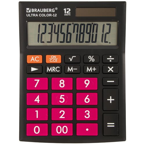 Калькулятор настольный BRAUBERG Ultra Color-12, черно-малиновый