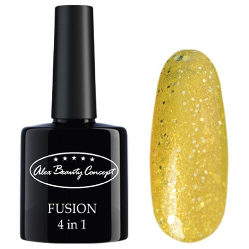 Alex Beauty Concept Гель-лак Fusion 4 in 1 Gel, 7.5 мл, желтый с блестками