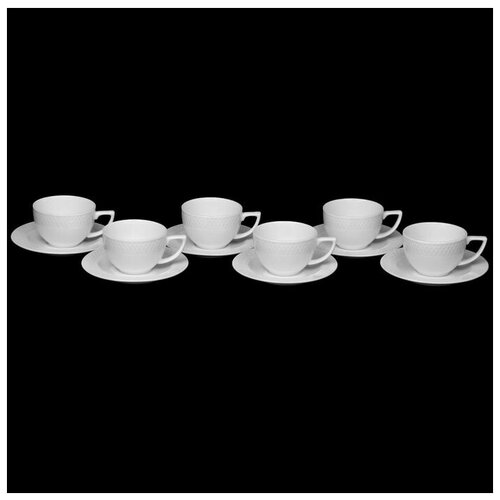 Wilmax England Набор чайный "Юлия Высоцкая", на 6 персон, 12 предметов: 6 чашек 200 мл, 6 блюдец, цвет белый