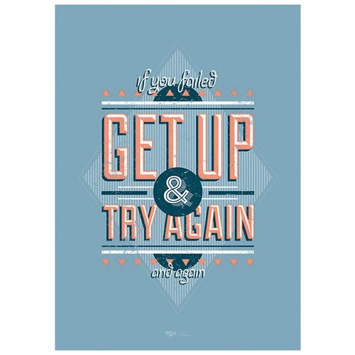 Мотивационный интерьерный постер мотиватор "If You Failed, Get Up" размера 60х90см 600*900 мм без рамы в тубусе