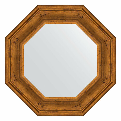 Зеркало настенное Octagon EVOFORM в багетной раме травленая бронза, 59,2х59,2 см, для гостиной, прихожей, кабинета, спальни и ванной комнаты, BY 3823