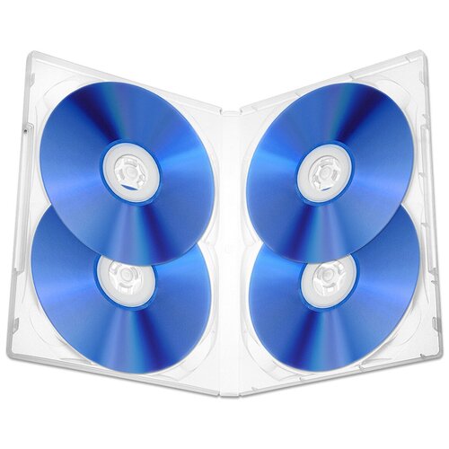 Коробка DVD Box для 4 дисков, 14мм полупрозрачная (без вставки), упаковка 30 шт.