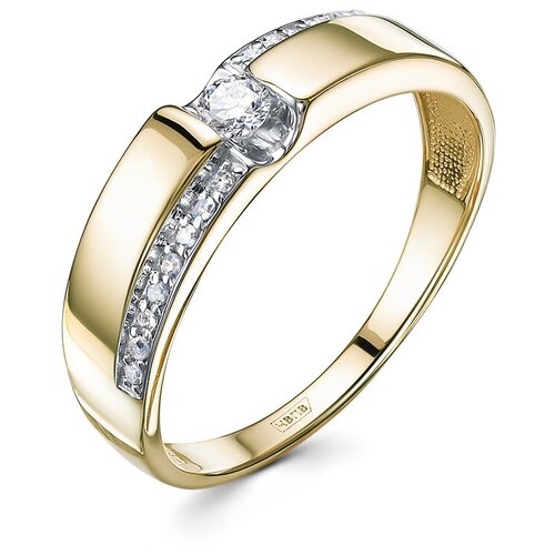 Кольцо помолвочное Vesna jewelry, желтое золото, 585 проба, бриллиант, размер 17.5, бесцветный