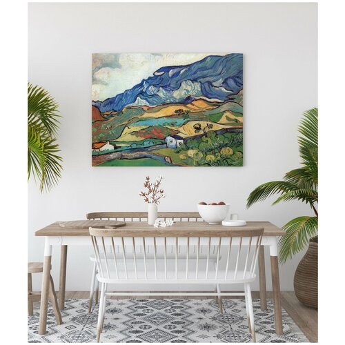 Репродукция Ван Гога "Альпий, горный пейзаж близ Сен-Реми" / 45х60 / Интерьерная картина на холсте / в кухню / в спальню / в гостиную / на стену