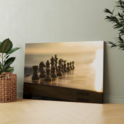 Картина на холсте (шахматы классические играть в фигуры) 20x30 см/для интерьера/в комнату/на стену/в подарок