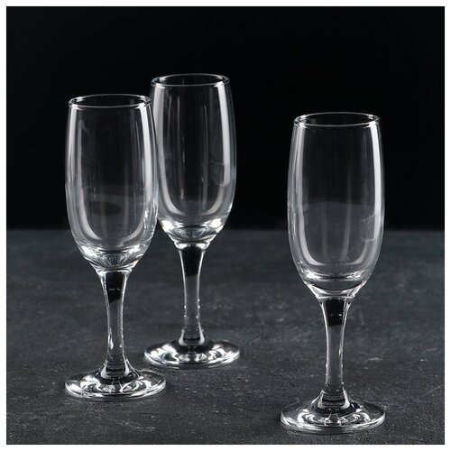 Paşabahçe Набор стеклянных бокалов для шампанского Bistro, 190 мл, 3 шт