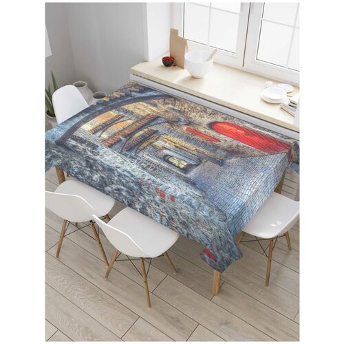 Скатерть прямоугольная JoyArty на кухонный стол "Узкие каменные улицы" из оксфорда, 120x145 см