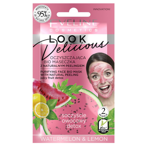 Очищающая bio маска для лица с натуральным скрабом EVELINE "Watermelon & Lemon. Look Delicious", 10 мл
