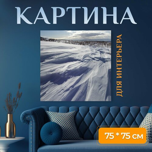 Картина на холсте "Зима, снег, холод" на подрамнике 75х75 см. для интерьера