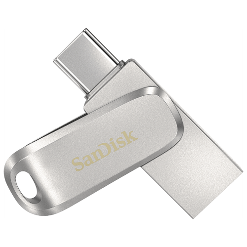 Флешка SanDisk Ultra Dual Drive Luxe USB/Type-C 128 ГБ, 1 шт., серебристый