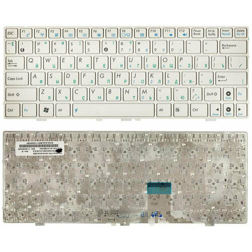 Клавиатура для нетбука Asus NSK-UD001, русская, белая с белой рамкой