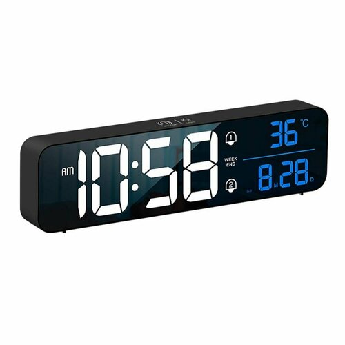 Часы электронные настольные и настенные, с будильником, 3.5х7х26.5 см, часы интерьерные