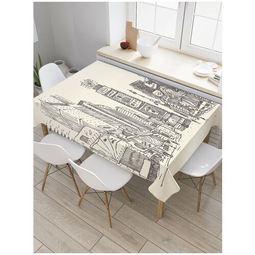 Скатерть прямоугольная JoyArty на кухонный стол "Булочки нью-йорка" из оксфорда, 120x145 см