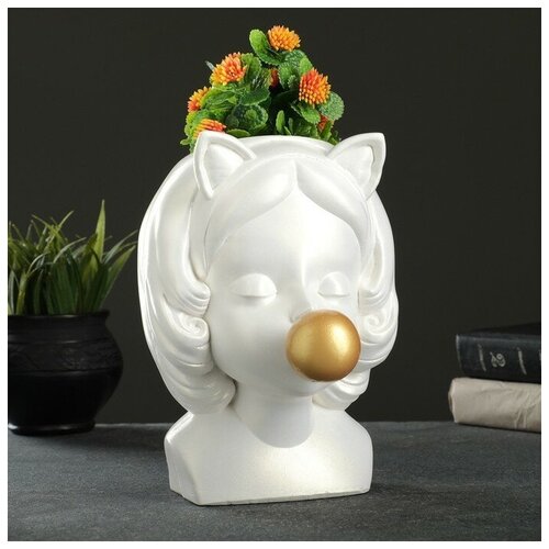 Хорошие сувениры Кашпо - органайзер "Девочка с жвачкой" жемчуг, 22см