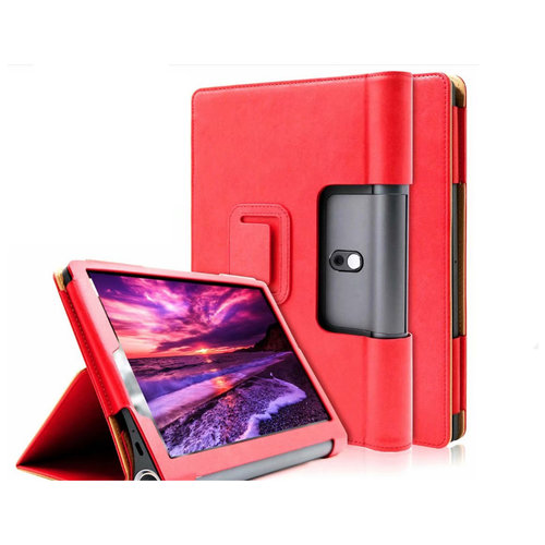 Чехол MyPads для Lenovo Yoga Smart Tab YT-X705F 64Gb с визитницей и держателем для руки красный натуральная кожа Prestige бизнес класса