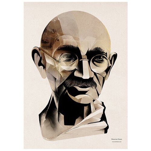 Интерьерный постер на стену картина для интерьера в подарок плакат "Mahatma Gandhi (Махатма Ганди)" размера 60х90 см 600*900 мм