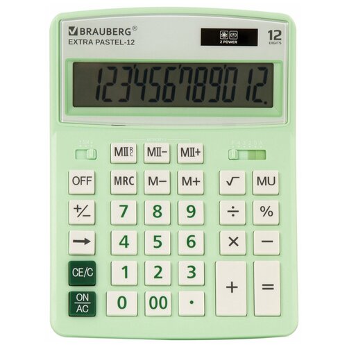 Калькулятор бухгалтерский BRAUBERG Extra Pastel-12, мятный