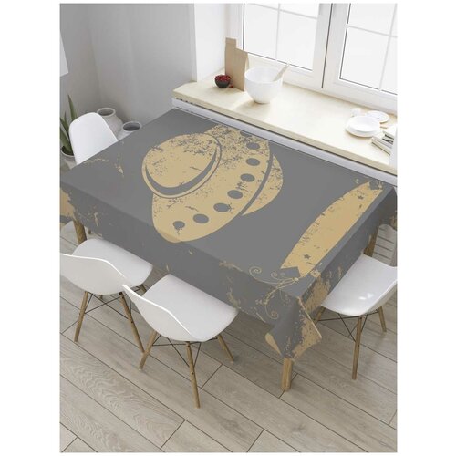 Скатерть прямоугольная JoyArty на кухонный стол "Винтажное НЛО" из оксфорда, 180x145 см