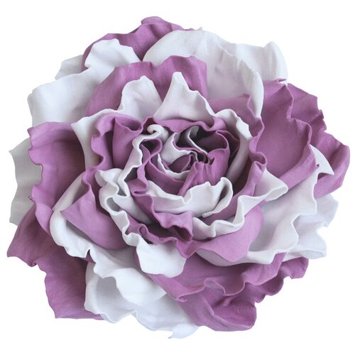 Цветок роза заколка-брошь бело-фиолетовая большая 180127м
