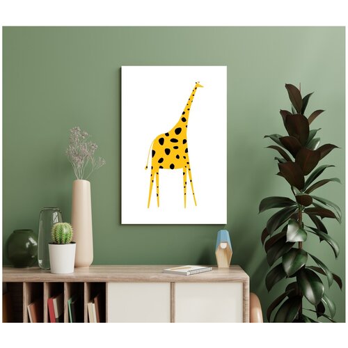 Интерьерная картина на холсте натянутая на подрамник / 40х60 / "Милый жираф" / в кухню / в спальню / в гостиную / на стену