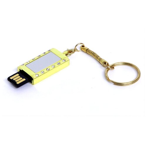 Флешка Кулон со стразами (64 Гб / GB USB 2.0 Золотой/Gold MiniDiamond_8 Подарок на праздик 8 марта с гравировкой от коллег)
