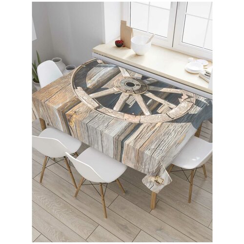 Скатерть прямоугольная JoyArty на кухонный стол "Сломанное колесо телеги" из оксфорда, 180x145 см